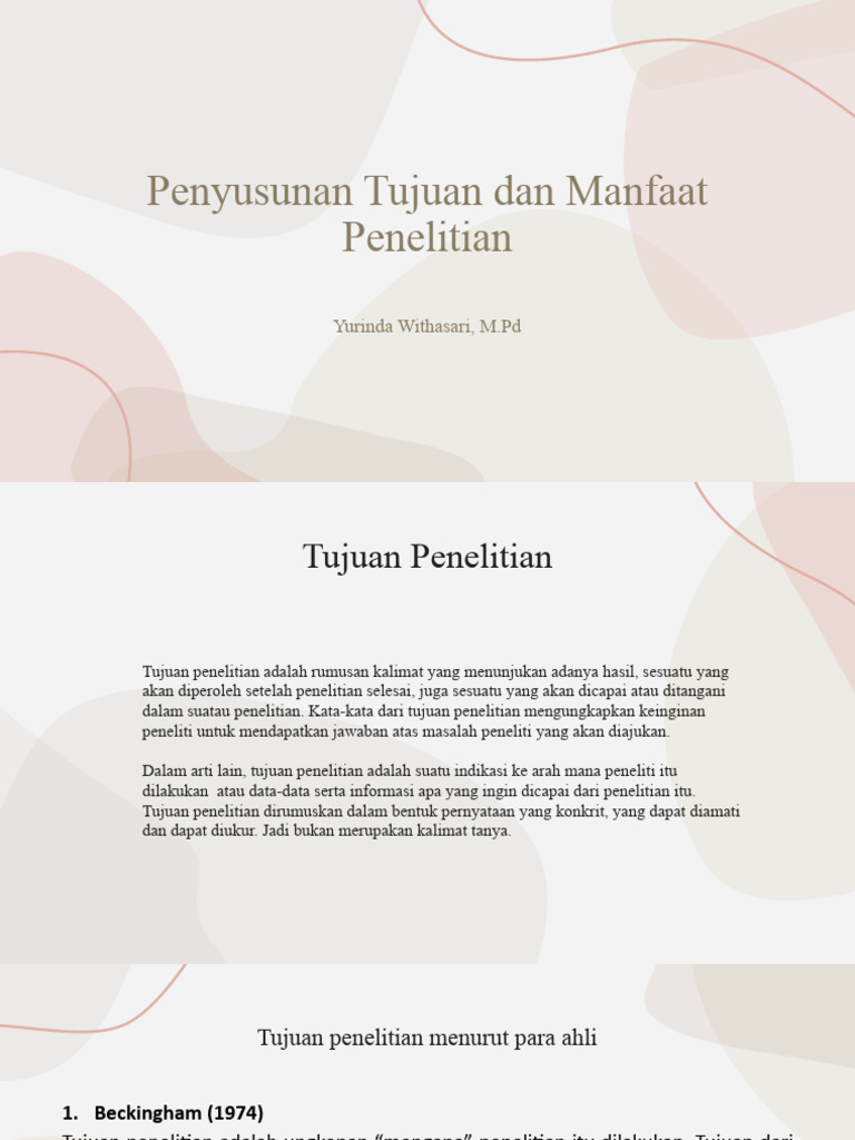Tujuan dan Manfaat Penelitian Ilmiah | PDF