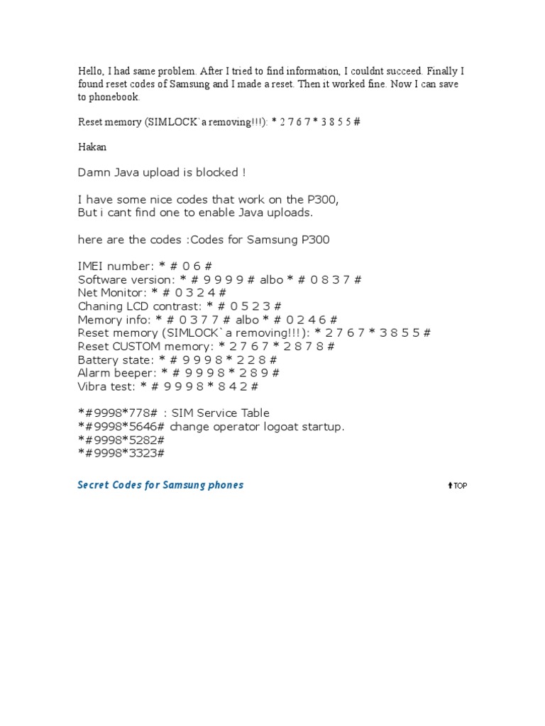Samsung Codes | PDF | Multimedia Messaging Service | Computer File