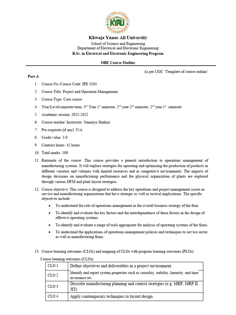 Course Outline | PDF | Project Management | Business