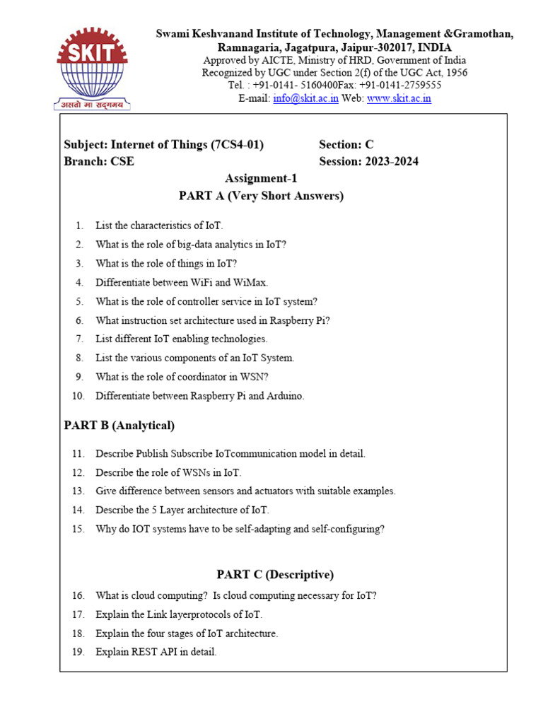 IOT Assignment 1 | PDF