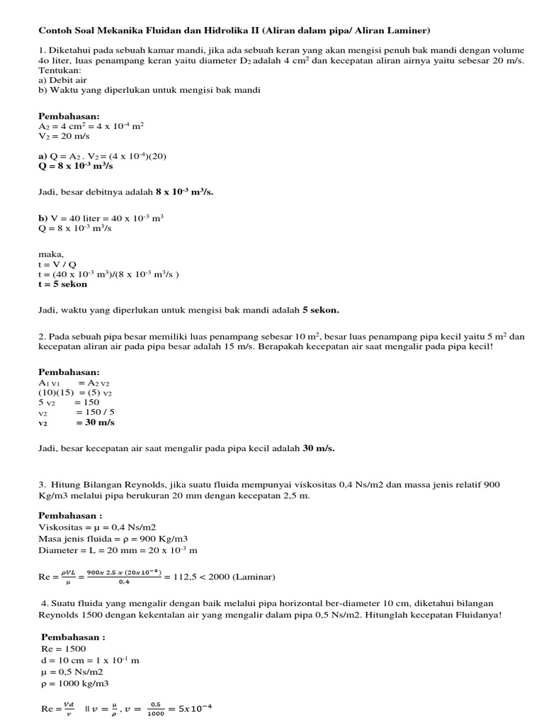 Contoh Soal Mekanika Fluidan Dan Hidrolika II | PDF
