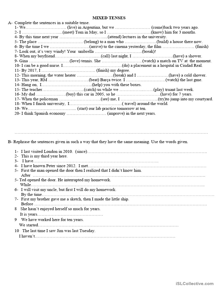 Tenses 2 | PDF | Games & Activities