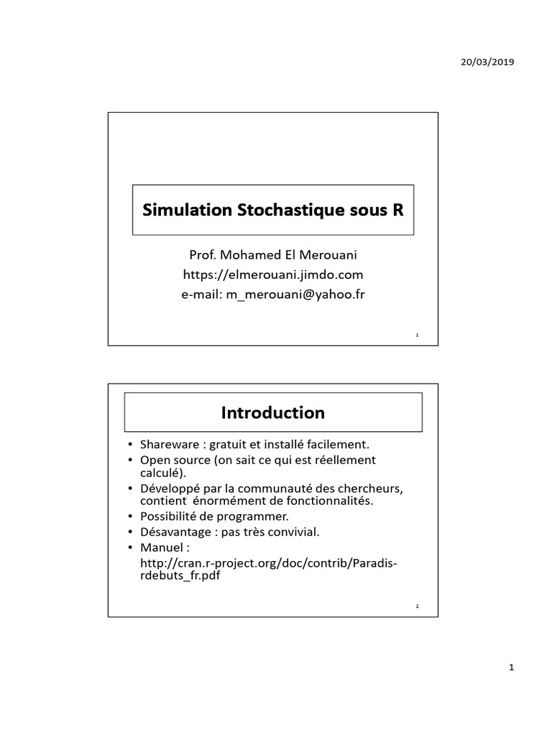 Simulation Stochastique Avec R | PDF