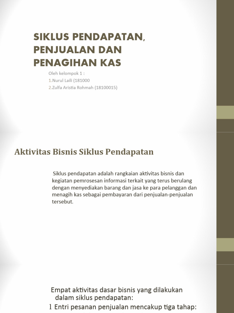 Pertemuan Ke 9 - Siklus Pendapatan | PDF | Pengelolaan Keuangan & Uang