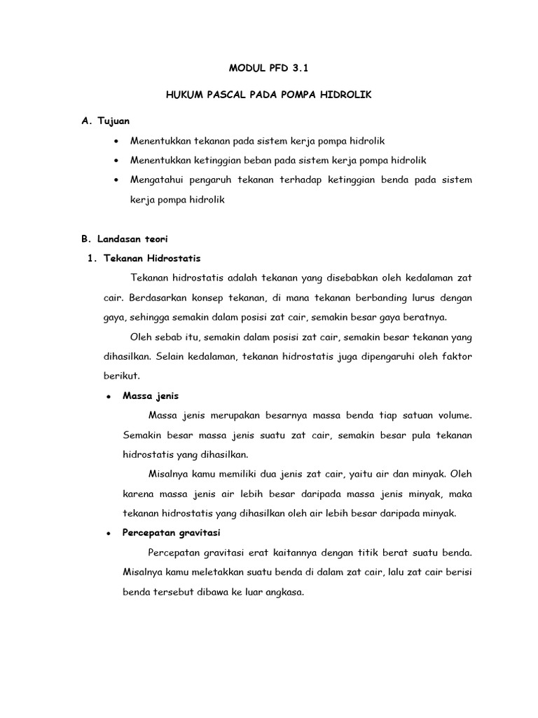 MODUL Praktikum Hukum Pascal | PDF | Sains & Matematika