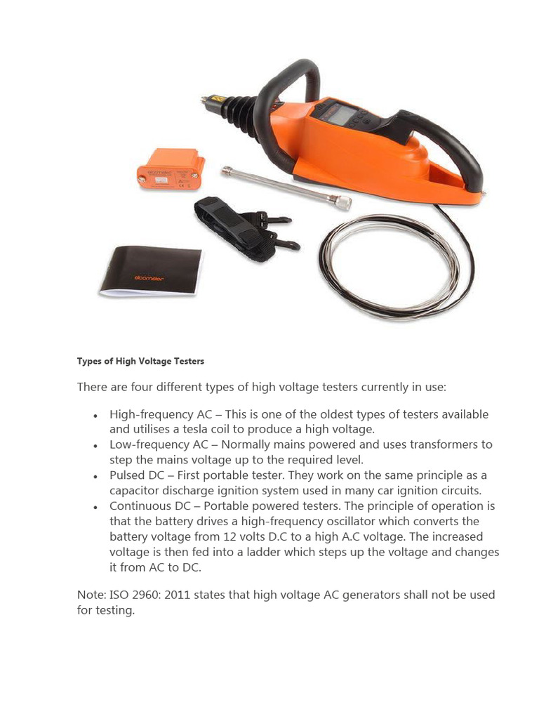 Lesson 4 - High Voltage Holiday Detector | PDF | High Voltage | Direct ...