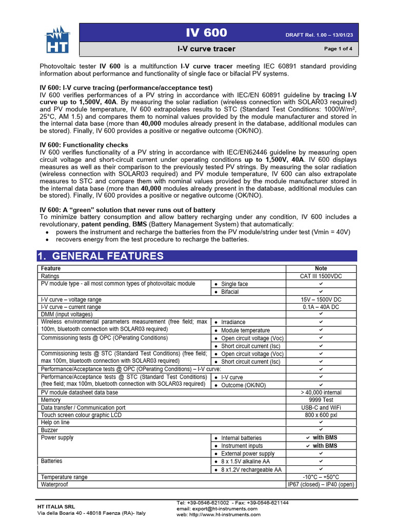 IV 600 Technical Datasheet | PDF | Photovoltaics | Solar Panel