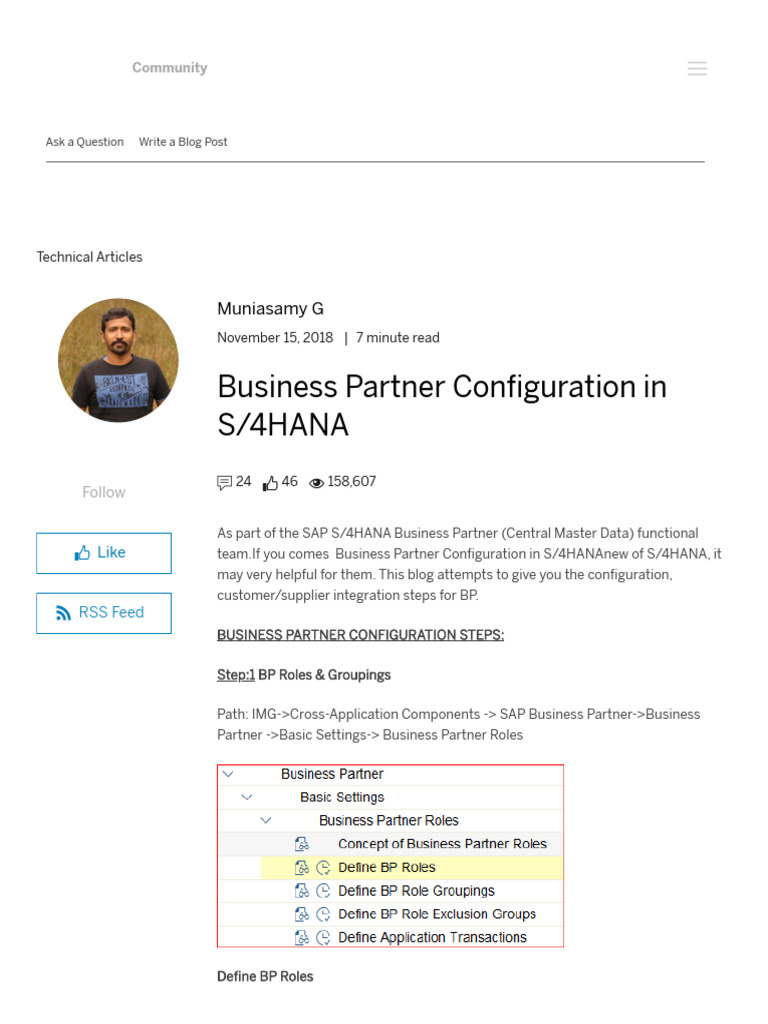 Business Partner Configuration in S - 4HANA - SAP Blogs | PDF ...