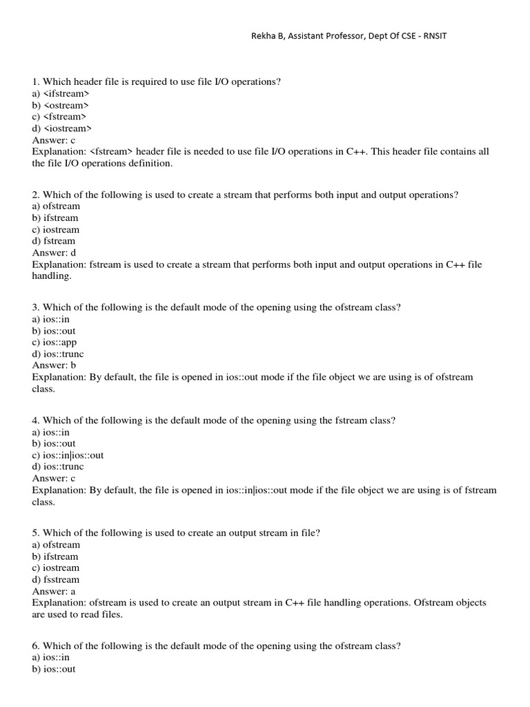 MCQ OOPS Internal 2 Module3&4 Template | PDF