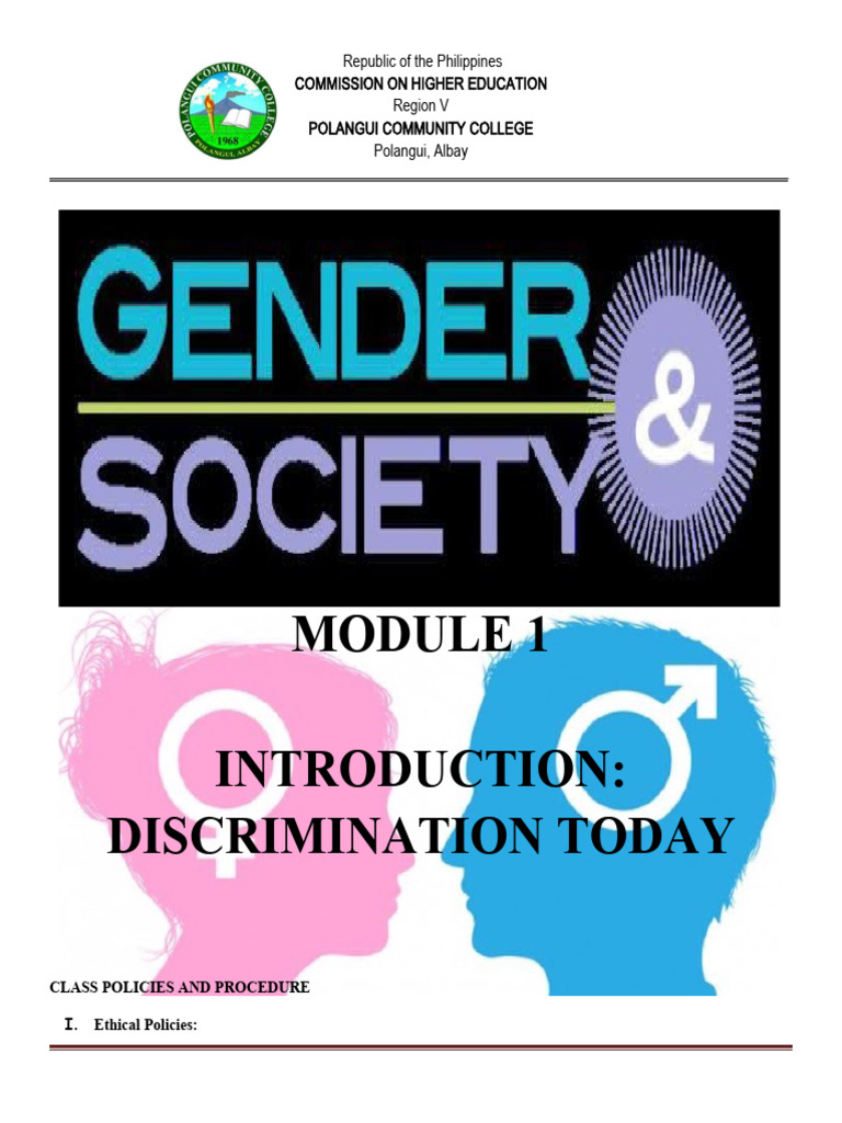 Module 1 Gender Society 1 | PDF