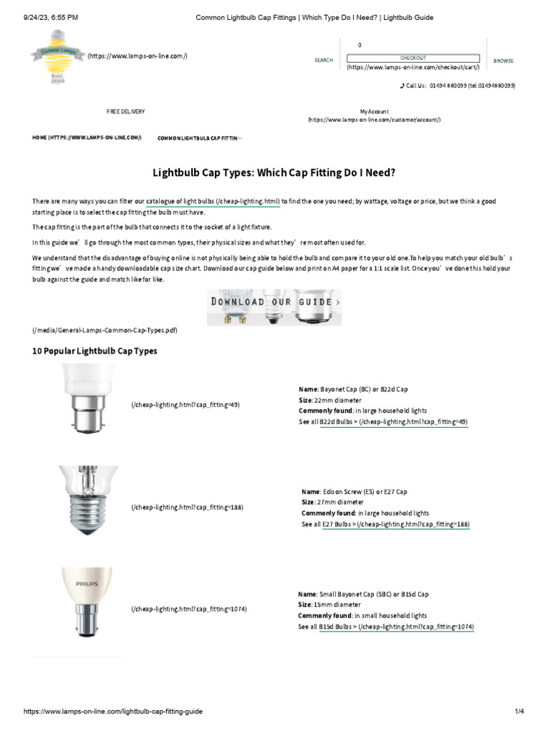 Common Lightbulb Cap Fittings - Which Type Do I Need - Lightbulb Guide ...