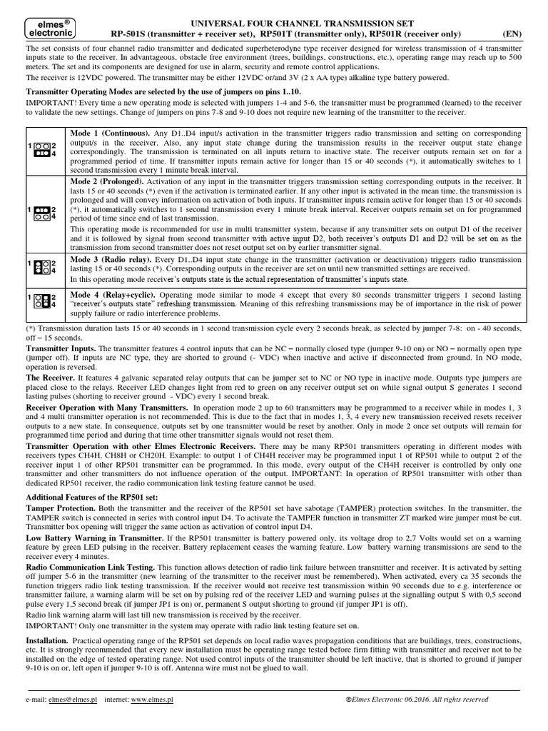 Set Emitator Receptor Elmes Rp501s Manual | PDF | Radio | Transmitter