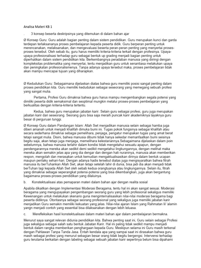 Analisa Materi KB 1-4 | PDF
