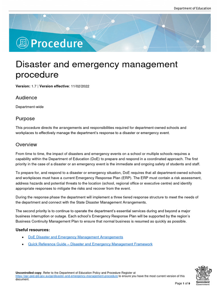 disaster-and-emergency-management-procedure | PDF | Emergency ...