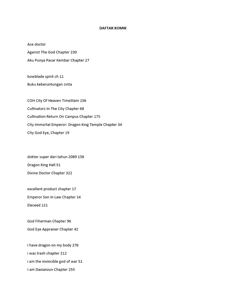 Daftar Komik | PDF