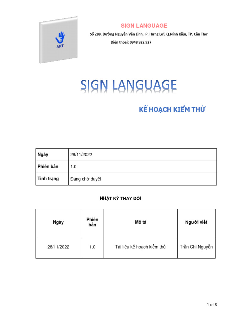 Test Plan Sign Language | PDF