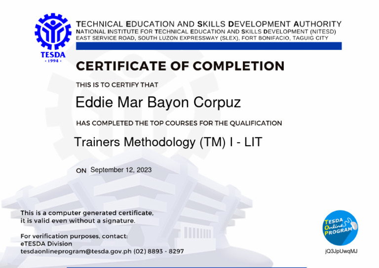 Certificate of Completion For Module 0 | PDF