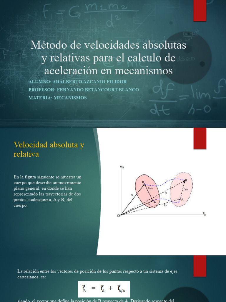 Método de Velocidades Absolutas y Relativas | PDF | Velocidad | Vector Euclidiano