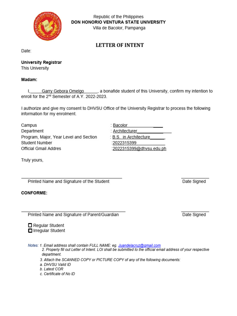 Regular Student Requirements Template | PDF