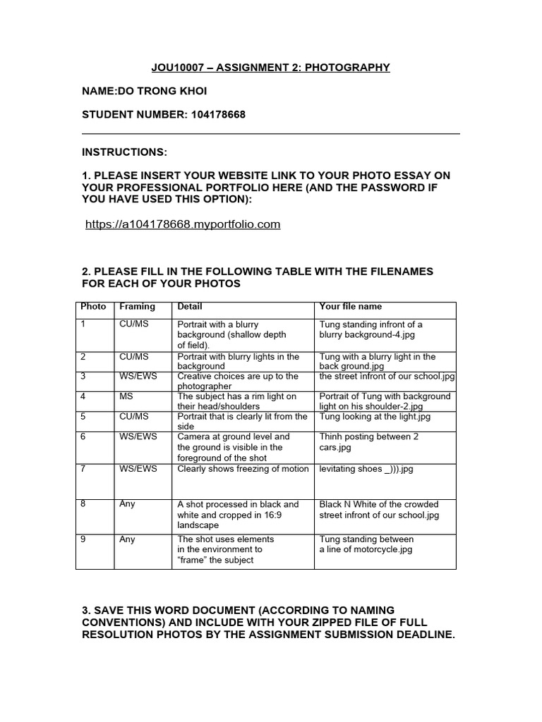 JOU10007 Photography Assignment 2 | PDF