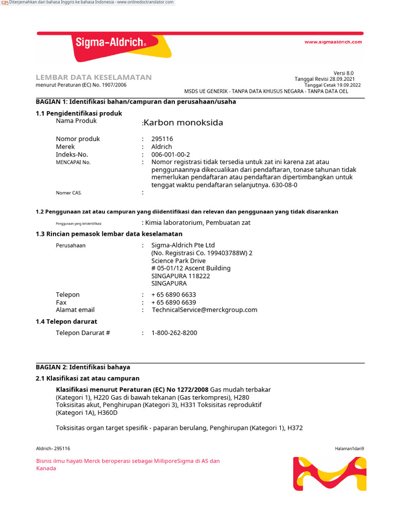 MSDS CO - En.id | PDF