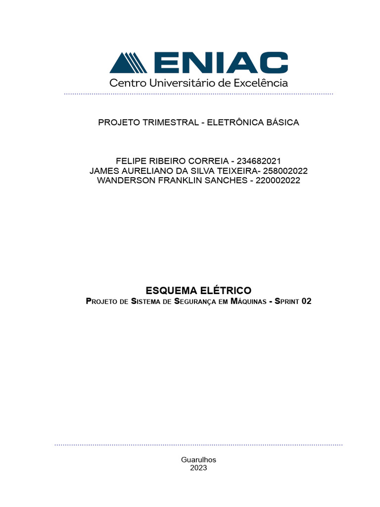 Projeto De Eletrônica Básica Sprint 2 Pdf