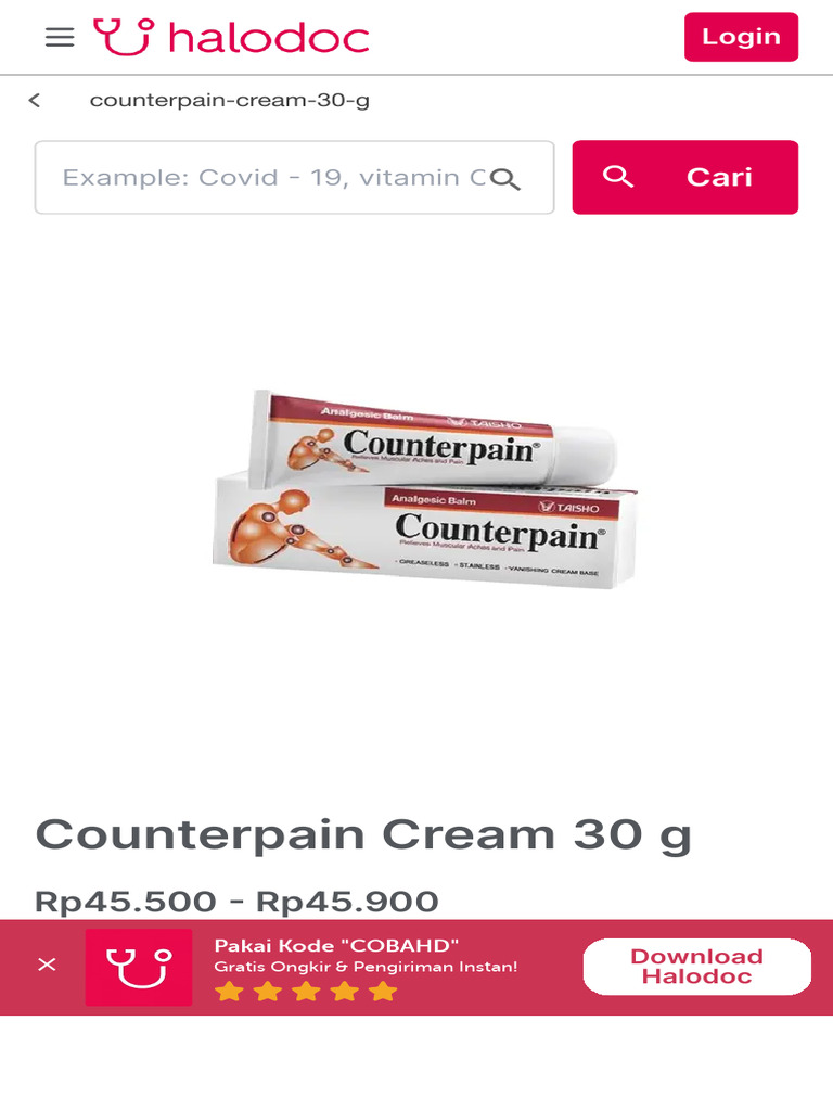 Counterpain Cream 30 G - Kegunaan, Efek Samping, Dosis Dan Aturan Pakai ...