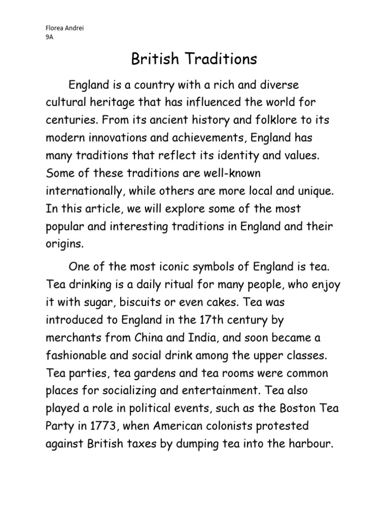 British Traditions | PDF | England | Tea