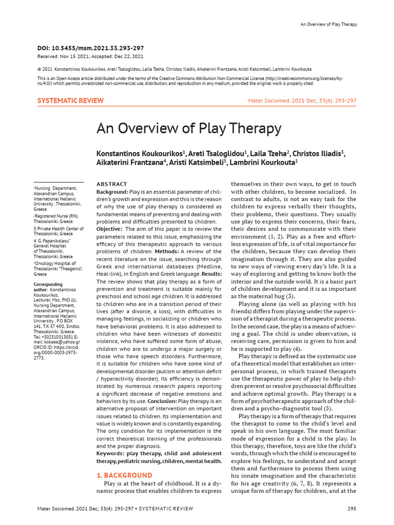 An Overview of Play Therapy | PDF