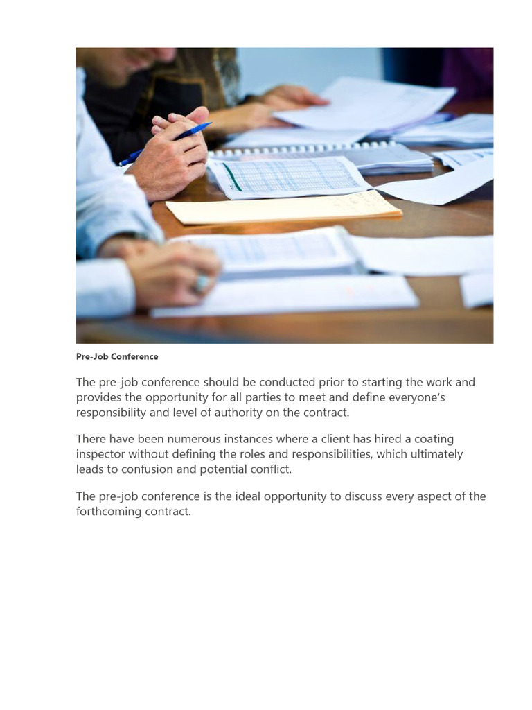 Lesson 6 - Pre-Job Conference | PDF | Quality Assurance | Specification ...