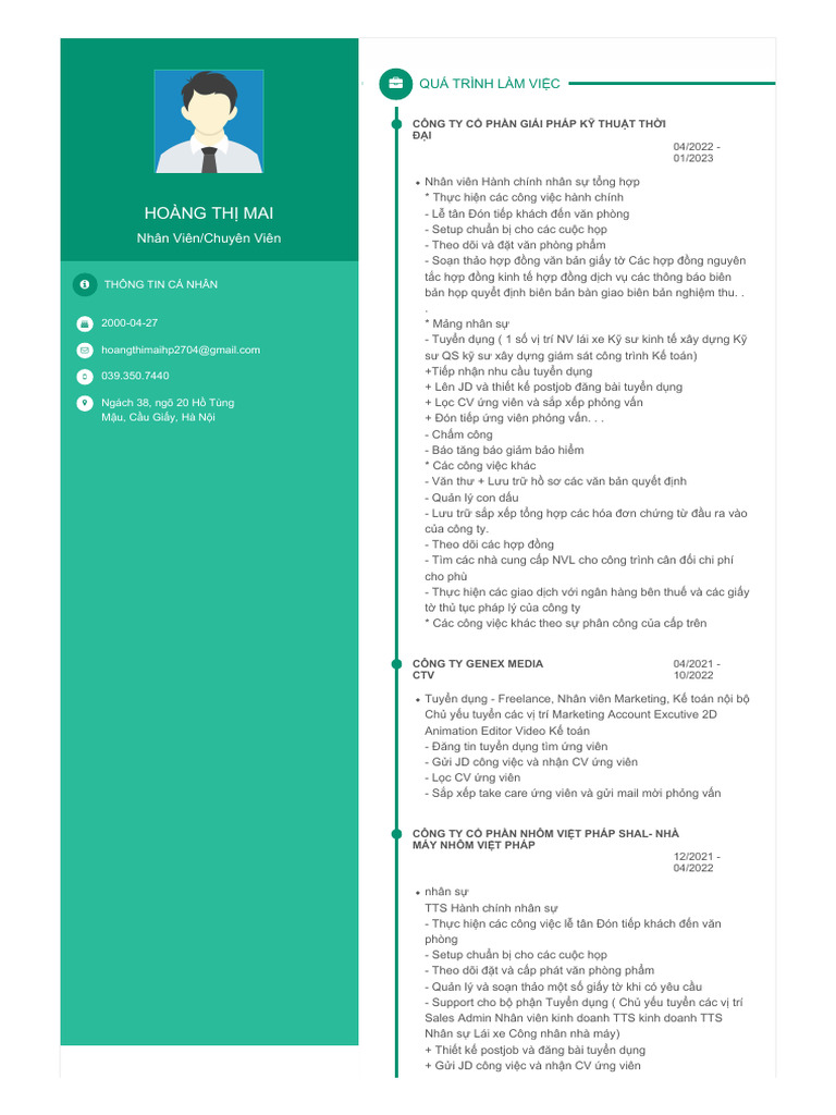 JobsGO CV Hoang Thi Mai VI 1 bUlHZ0U4bXRVWDFpak55RkFPejlyQT09 | PDF