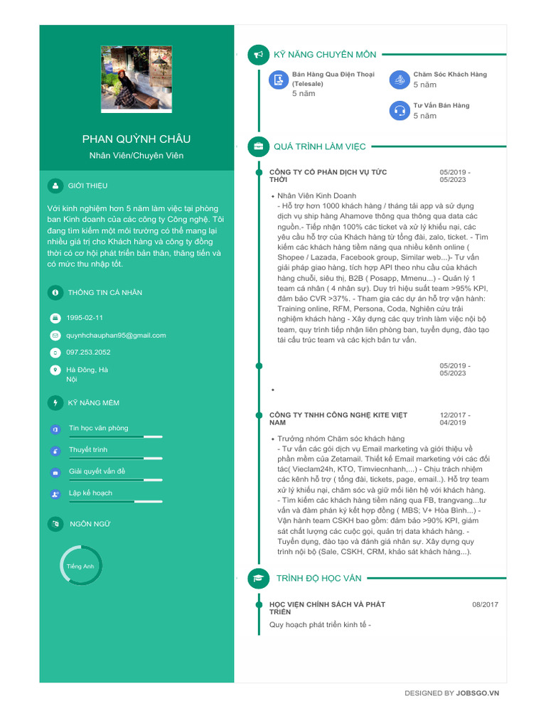 JobsGO CV Phan Quynh Chau VI 1 TmpDUndTRjlVYU0zKzdOWU9sbmhCUT09 | PDF