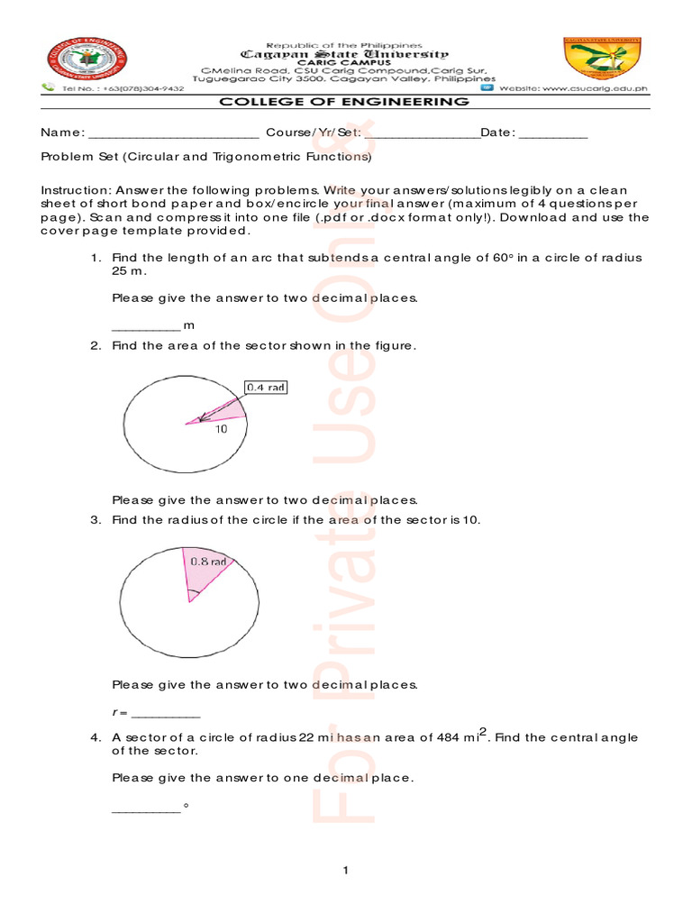 Problem Set 6 | PDF | Trigonometric Functions | Significant Figures