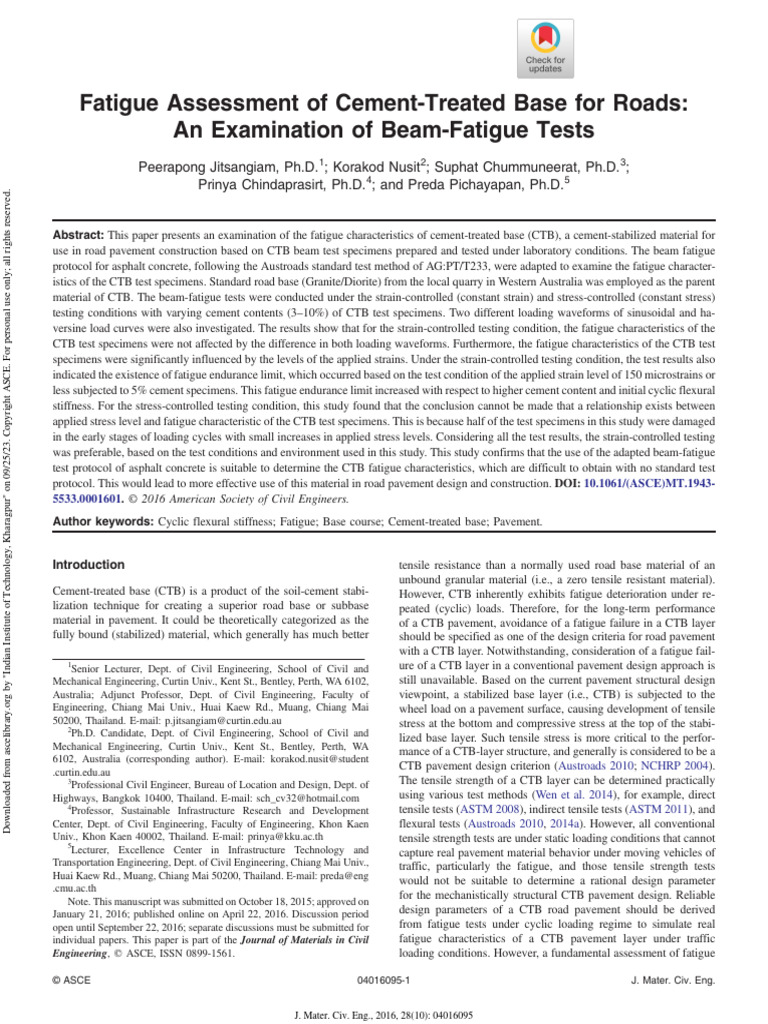Pichayapan Et Al 2016 Fatigue Assessment of Cement Treated Base For ...