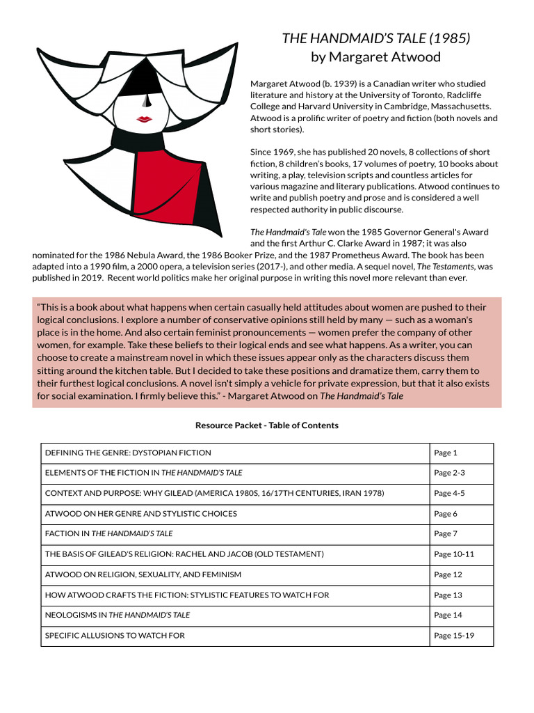The Handmaid's Tale Resource Packet | PDF | Dystopia | Leah