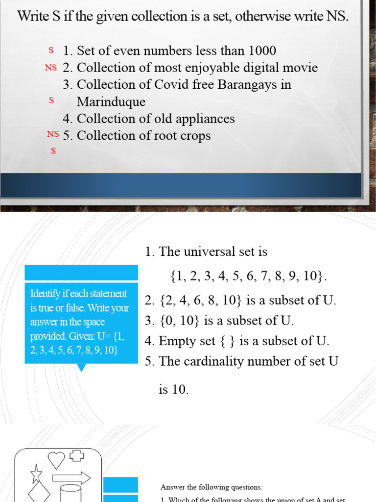 Grade 7 Week 2.1 Union, Intersection of Set and Difference of | PDF ...