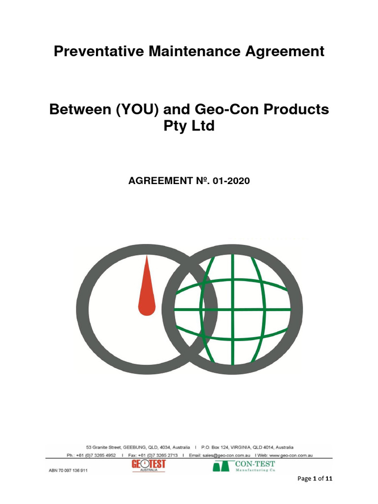 Preventative Maintenance Agreement V1.1 | PDF