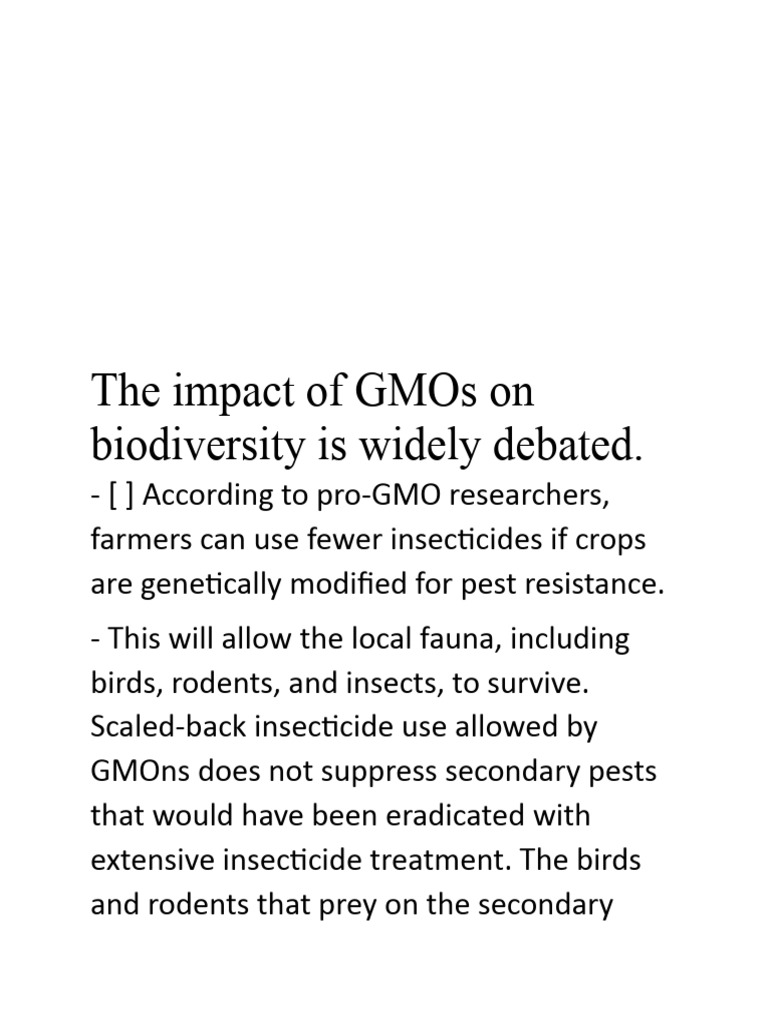 The Impact of GMOs On Biodiversity Is Widely Debated | PDF ...