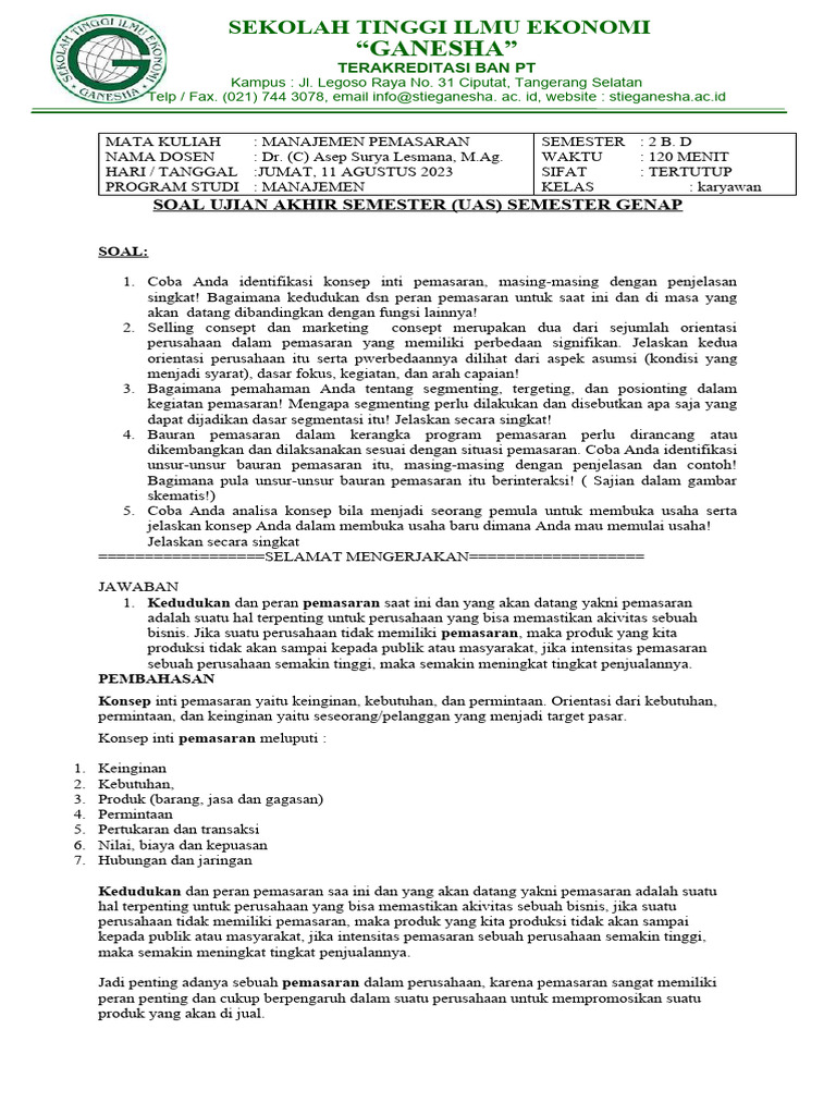 Pemasaran Uas | PDF
