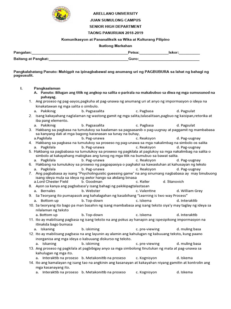 Periodical Test 3rd Grading | PDF