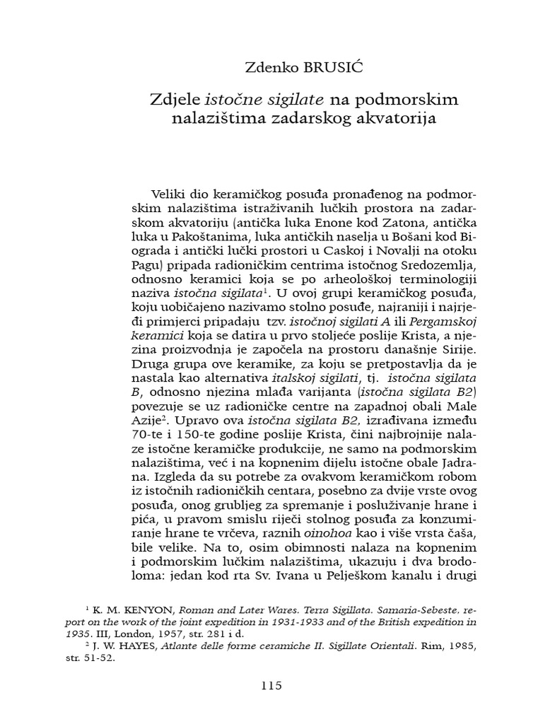 Brusic-Zdjele Istočne Sigilate Na Podmorskim | PDF