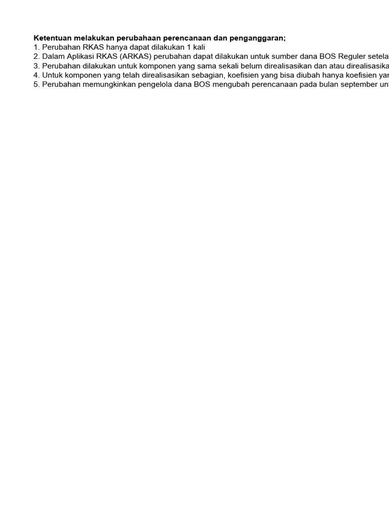 Contoh Form RKAS Perubahan | PDF