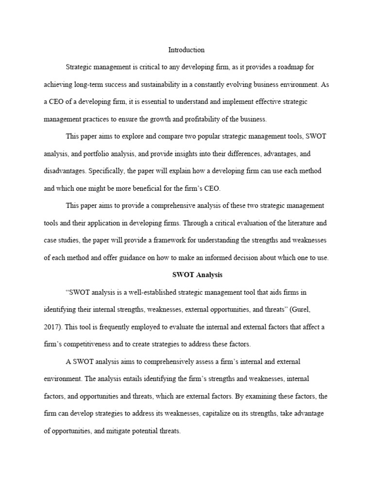 SWOT AND Portfolio Analysis Comparative Analysis | PDF | Swot Analysis ...