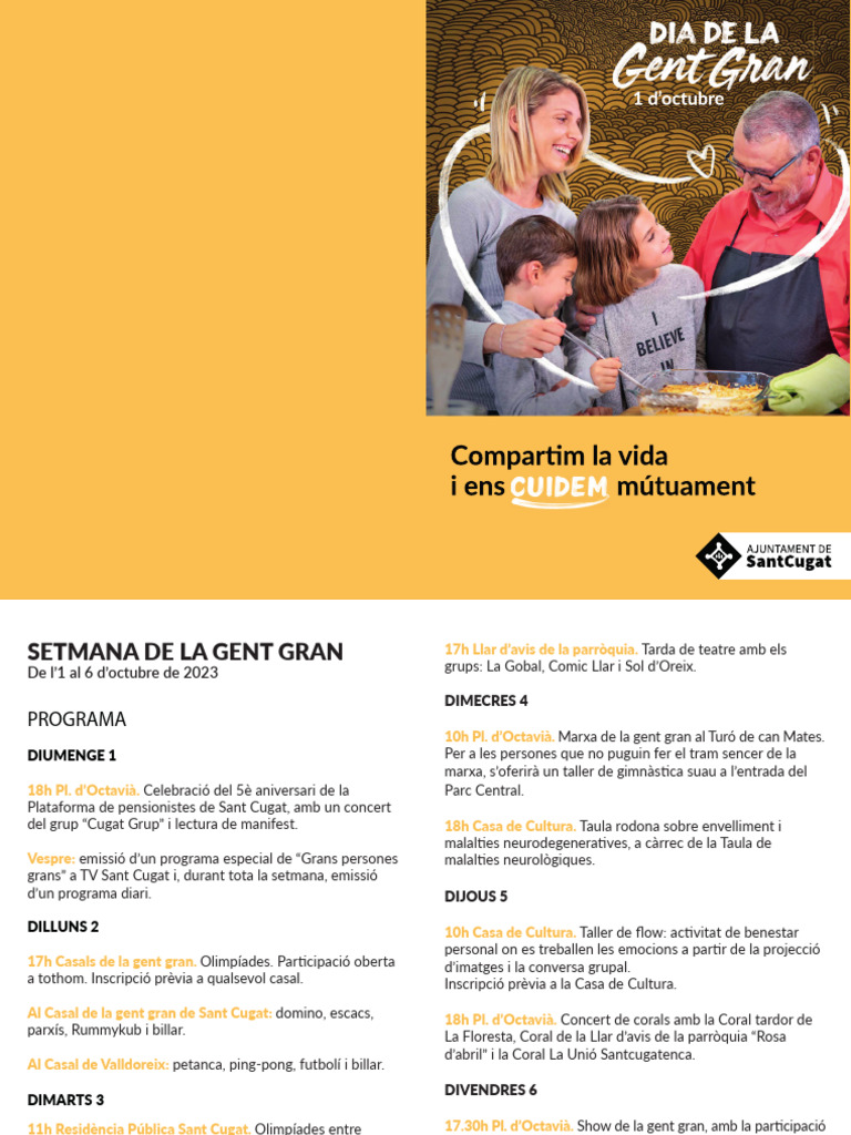 Programa de La Setmana de La Gent Gran 2023 | PDF