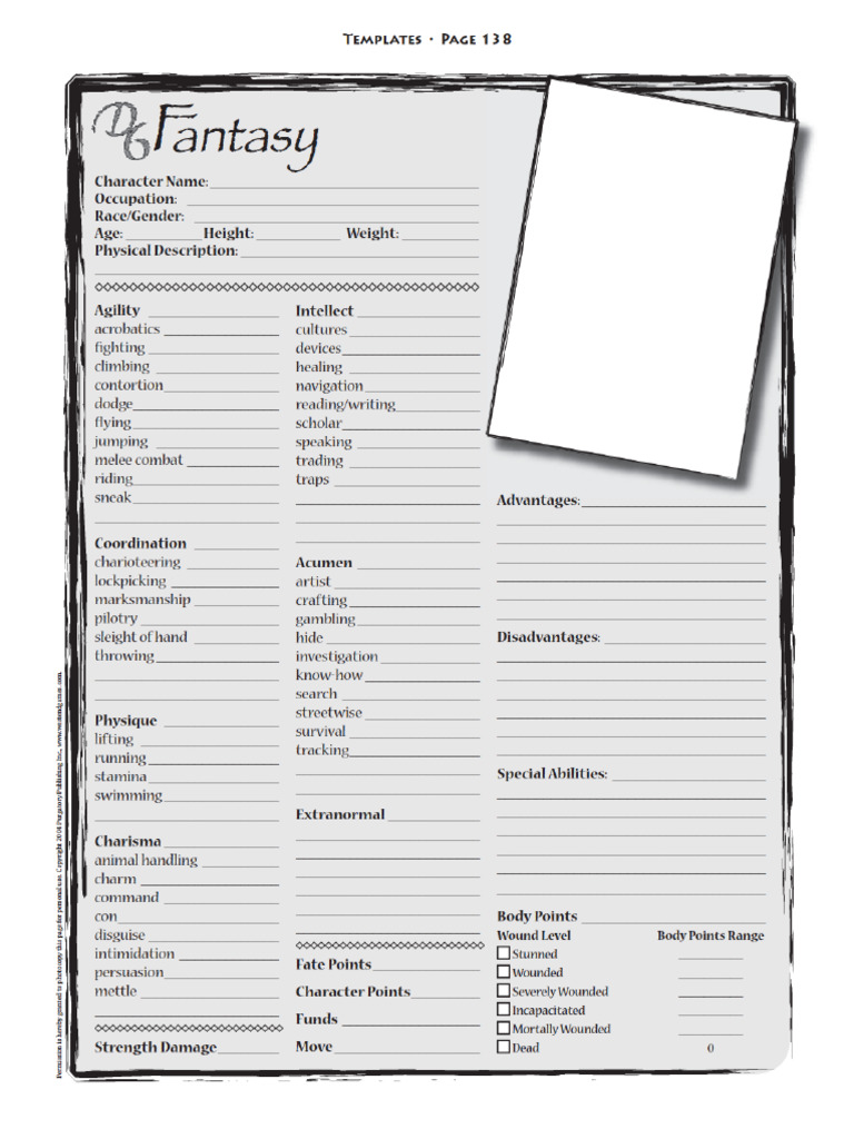 D6 Fantasy Character Sheet | PDF