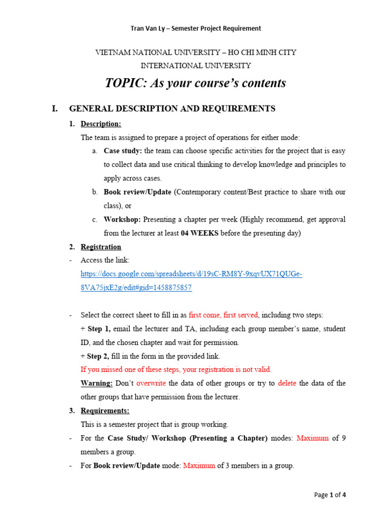 Semester Project Guidelines | PDF | Business