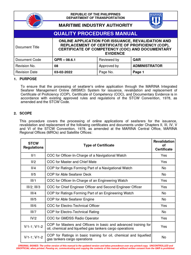 QPR 08.6.1 Rev08 Online Application For Issuance Revalidation and ...