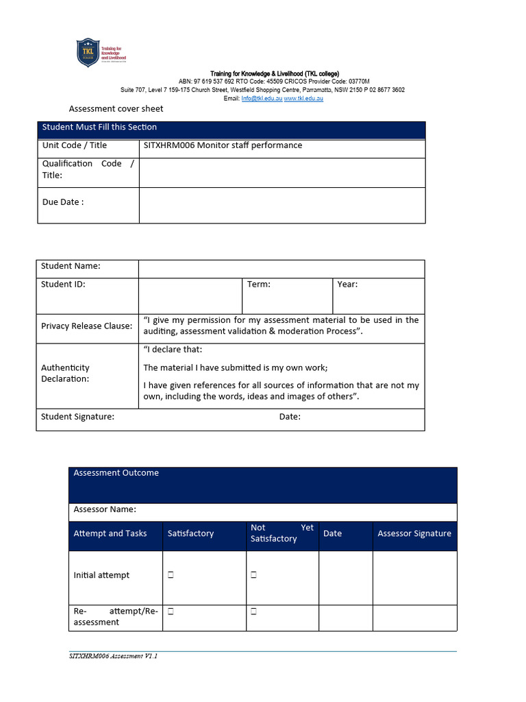 SITXHRM006 Student Assessment Tasks!!!! | PDF | Performance Appraisal ...