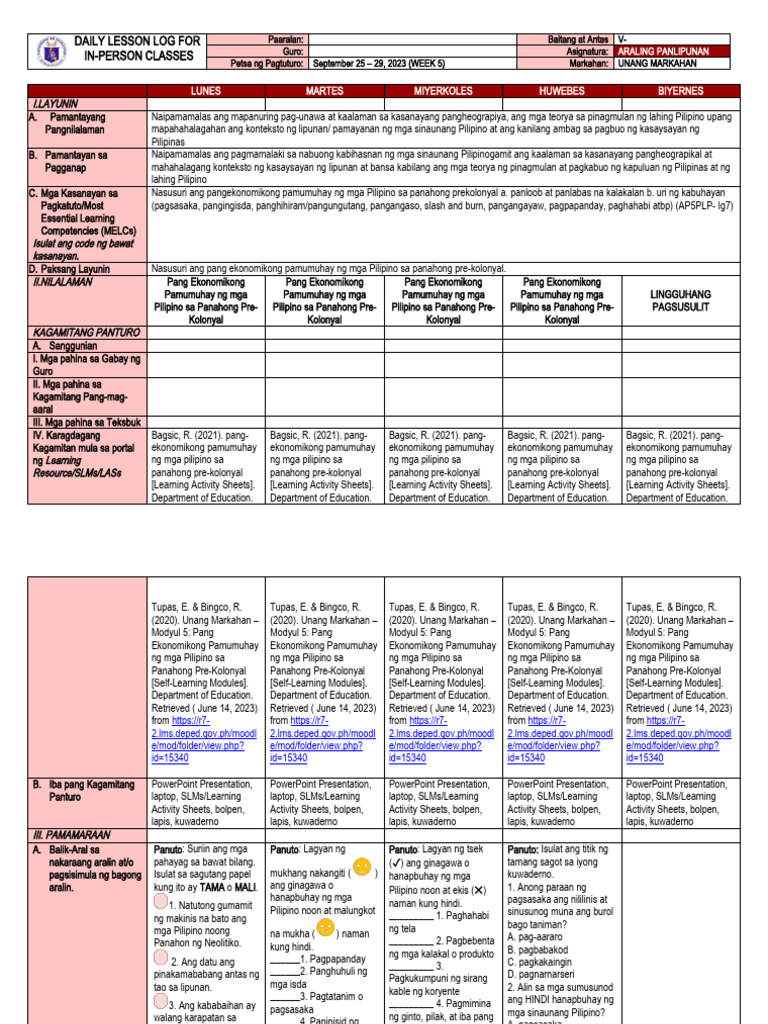 g5 q1w5 DLL AP (Melcs) | PDF
