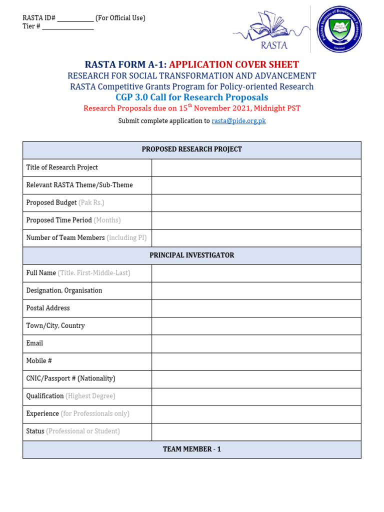 A 1 Form Rasta Cover Sheet CGP 3 0 | PDF